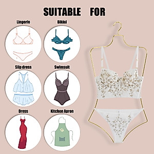 UIZLVEU Body Shape Display Clothes Hangers 10 Pack, Luxury Gold Metal Wire Swimsuit and Bikini Hangers, Lingerie Hangers for Closet Organization, Bathing Suit Hangers for Dress, Tank Top, Bra