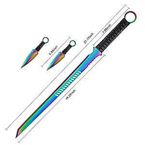 DISPATCH Full Tang Tactical Katana Ninja Sword Machete Fixed Blade Combat Stainless Steel Blade with Sheath for Hunting, Outdoor Camping, Survival