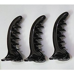 Yukta Eternals Premium Quality Duck Teeth Hair Clip, Clutchers with Covered Spring with Inner Teeth. (Black Color) - Pack of 3 (HC-02)