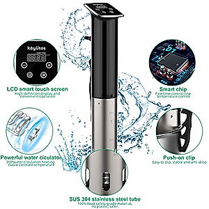 Keylitos Sous Vide Cooker Machine 1100W, IPX7 Waterproof Sous Vide Precision Cooker, Ultra-quiet Fast-Heating Immersion Circulator Precise Cooker with Accurate Temperature and Timer Control
