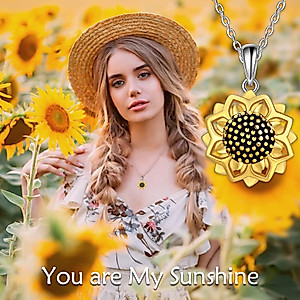 POPLYKE Sunflower Necklace for Women 925 Sterling Silver Sunflower Jewelry You are My Sunshine Gifts Daughter Sister