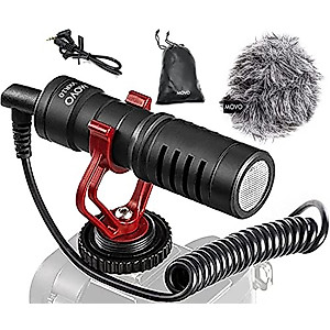 Movo VXR10 Universal Video Microphone with Shock Mount, Deadcat Windscreen, Case for iPhone, Android Smartphones, Canon EOS, Nikon DSLR Cameras and Camcorders - Perfect Camera Microphone, Shotgun Mic
