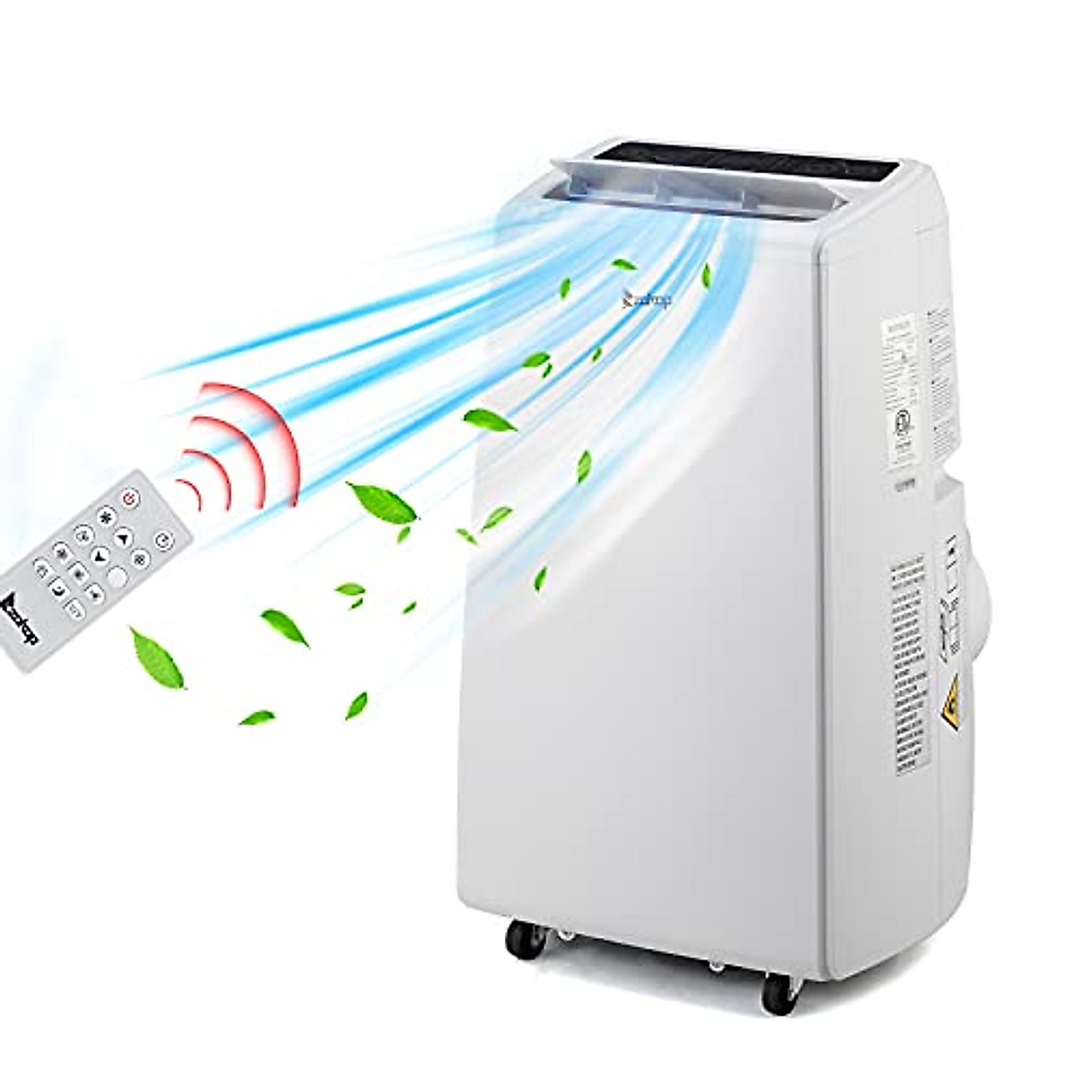 ROVSUN 12,000 BTU 3-in-1 Portable Air Conditioner, Dehumidifier, Fan, for Rooms up to 450 Sq Ft. Floor AC with Remote Control & Rolling Wheels & Window Installation Kit