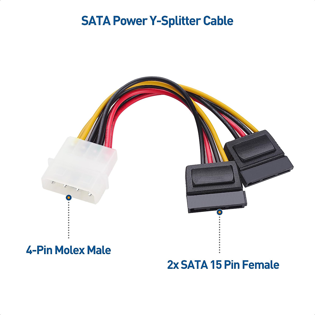 Cable Matters 3-Pack 4 Pin Molex to Dual SATA Power Y-Cable Adapter- 6 Inches