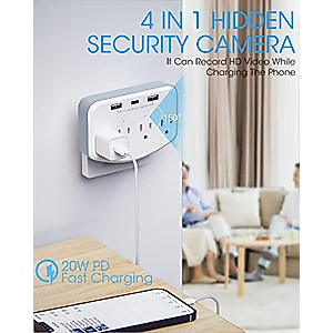 Buedarate Hidden Camera Wall Charger with WiFi Spy Camera Outlet HD 1080P Wireless for Home Security Secret Camera with USB Fast Charger 20W PD Charging Port Nanny Cam