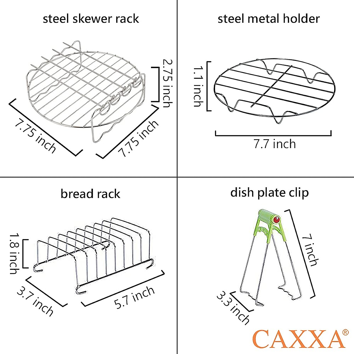 CAXXA 15 PCS 8 Inch XL Air Fryer Accessories, Deep Fryer Accessories with Recipe Cookbook Compatible with Growise Phillips Cozyna Fits All 4.2QT - 5.8QT Air Fryer