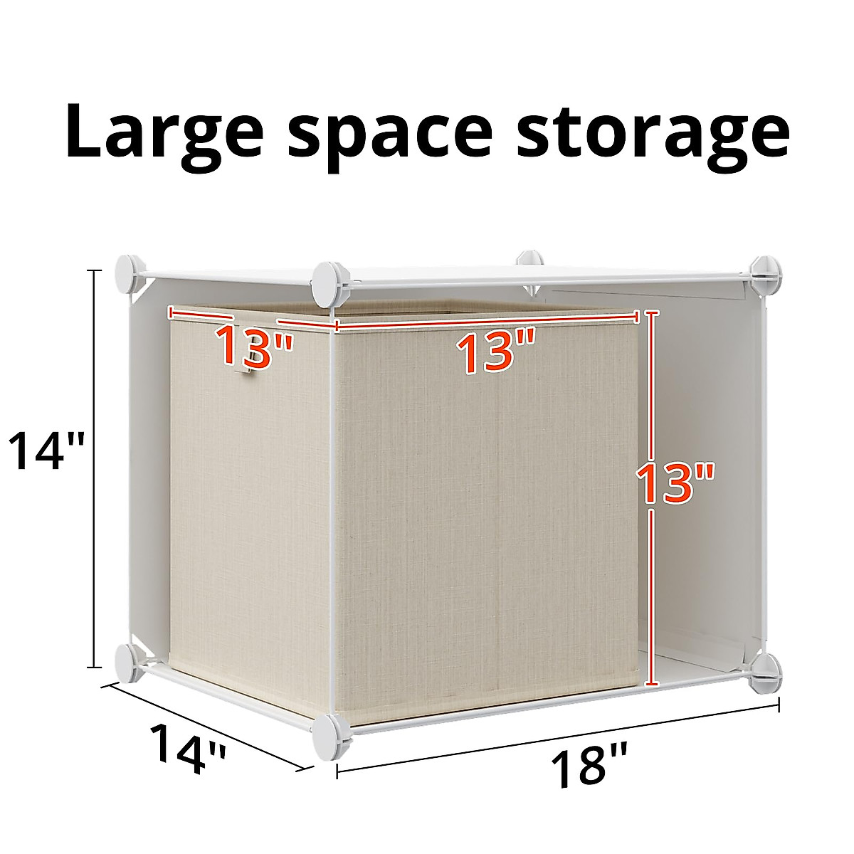 MAGINELS Large Cube Storage Organizer with Doors -14"x18" Depth 16 Cube Organizer Shelves Clothes Dresser Closet Organizer Storage Cabinet Shelving Bookshelf, White…