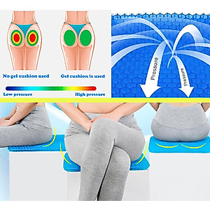 Renyqatt Gel Seat Cushion,with Non-Slip Cover,1.65inch Double Thick Office Chair Seat Cushion,Breathable Honeycomb Pain Relief Sciatica Egg Crate Cushion for Office Chair Car Wheelchair