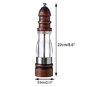 JGATW Pepper Grinder Salt and Pepper Shakers ，Adjustable Coarseness，Wood and Acrylic Salt and Pepper Grinder Set Pepper Salt Grinder (Color : 2pc, Size : 22 * 5.5cm)