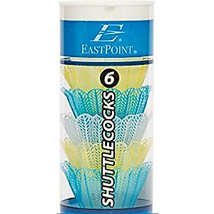 Eastpoint Set of Six White Yellow Blue ShuttleCocks for Badminton Shuttle Cocks