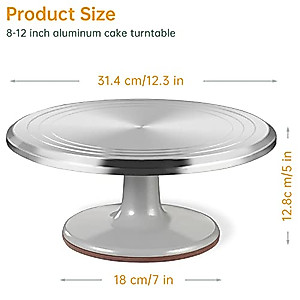 12 Inch Round Aluminum Revolving Cake Decorating Stand,Cake Turntable, Rotating Cake Stand,for Cake,Pastries and Cake Decorations