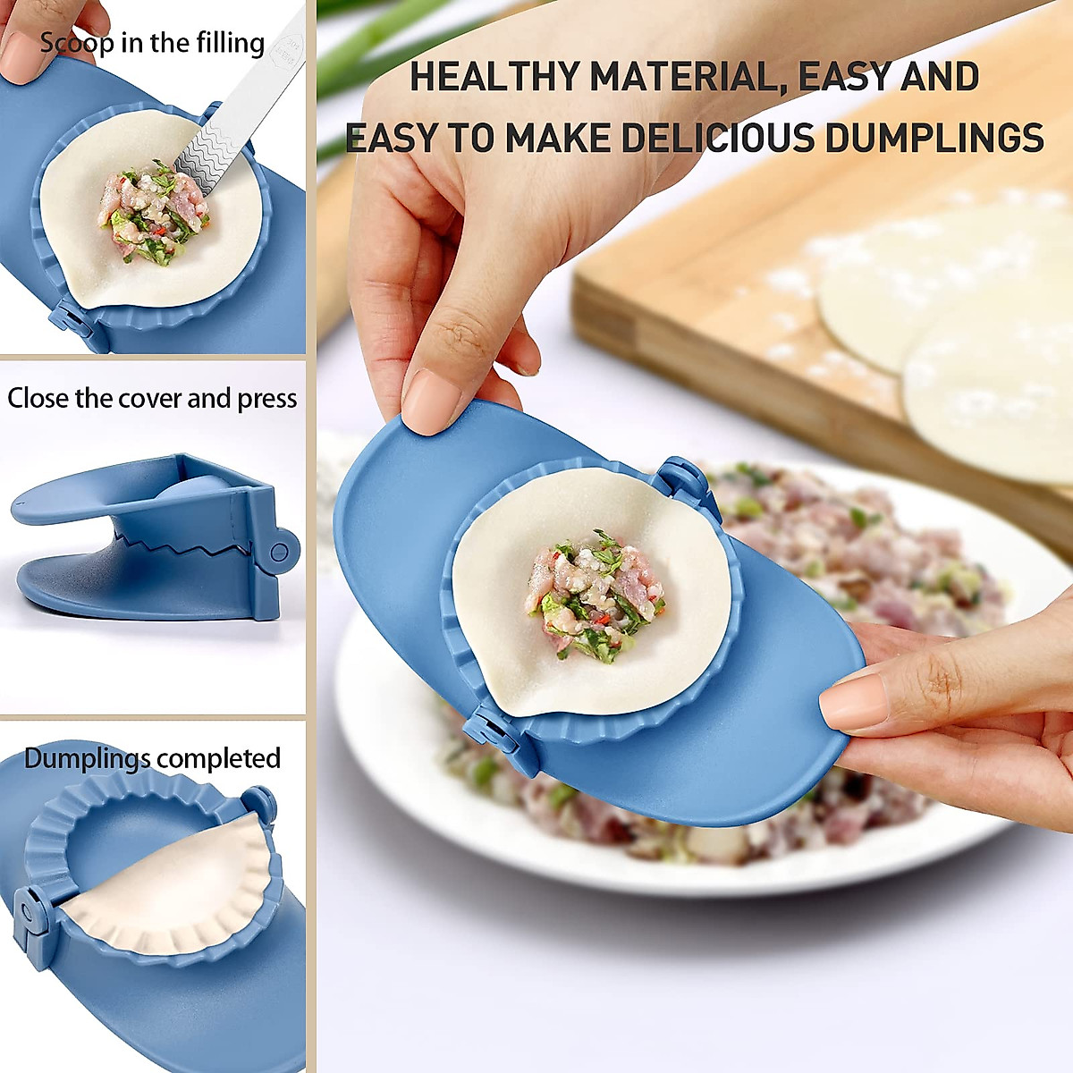 Dumpling Maker Press，Empanadas Maker Press，Dumpling Mold Machine-Make Perfect Dumplings Every Time，3Sizes (L/3.7"+M/3.2"+S/2.6")
