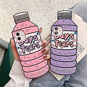 MME Case for iPhone 12 Pro Max 6.7'' Case Boys Tears Phone Case Cute 3D Cartoon Soft Silicone Funny Pretty Shockproof Cover for Girls Kids Woman, Pink