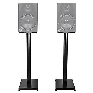 Rockville Pair RS29B 29" Steel Bookshelf Speaker and Studio Monitor Stands-Black V2