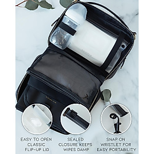 Mia + Sophia Set of 2 Baby Wipe Holder, Portable Reusable Wipes Pouch, Stylish Travel Wipes Case, Baby Wipes Dispenser, Wipes Stay Moist Longer, Attaches Easily with Included Wristlet