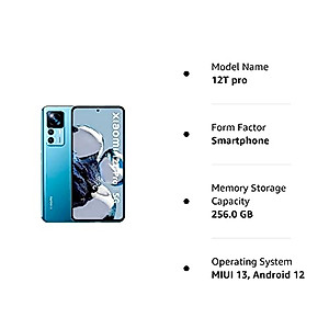 Xiaomi 12T PRO 5G + 4G LTE (256GB+8GB) Unlocked Worldwide (Only T-Mobile/Metro/Mint USA Market) 200MP Pro Camera 6.67" 120Mhz + (w/Fast 51w Car Charger) (Black)