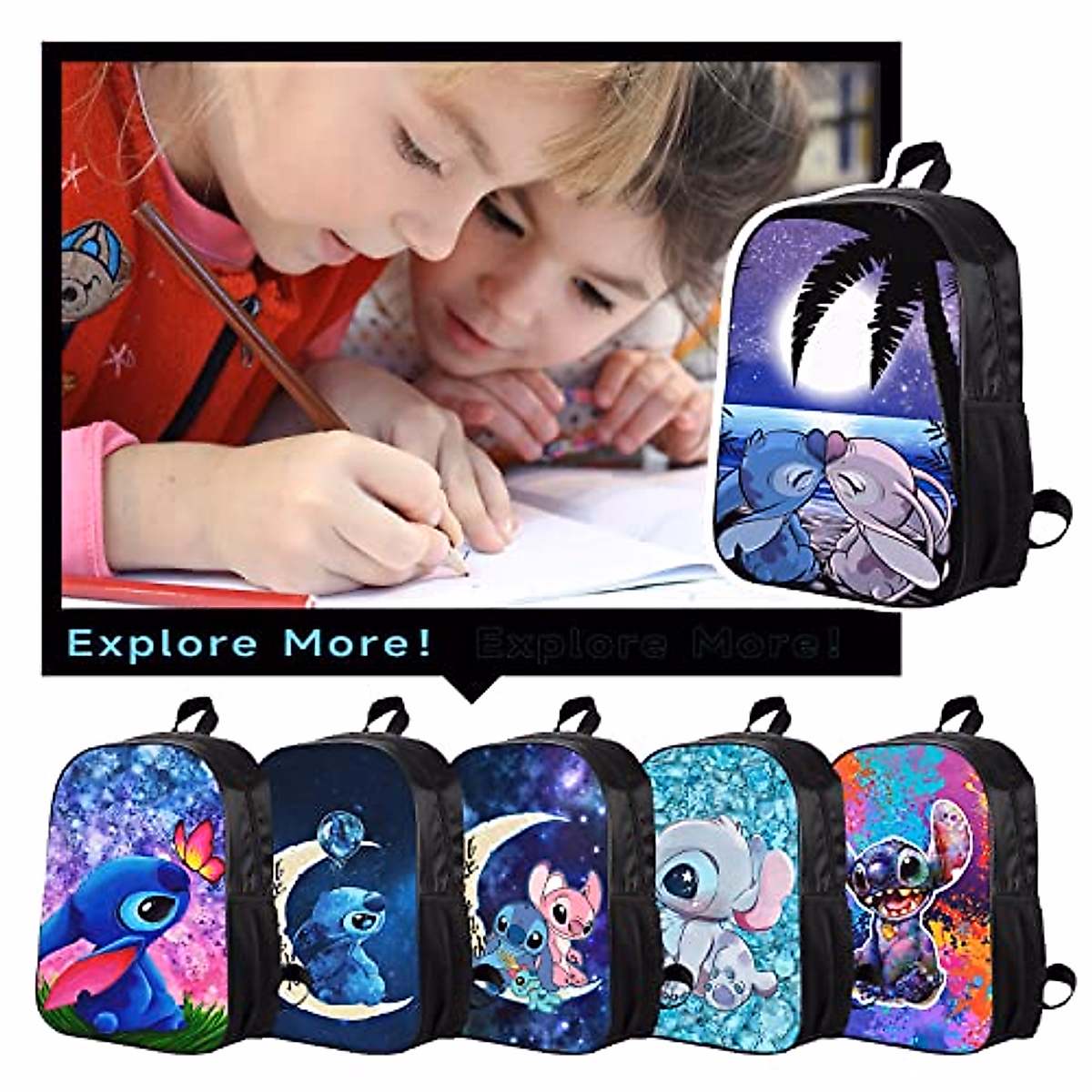 MULINSEN 17 Inch Backpack Anime Cartoon Travel Laptop Backpacks Travel Backpack Casual Travel Bag Daypack for Women Men