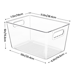 YIHONG Clear Plastic Storage Bins, 8 Pack Pantry Organizer Bins with Handle for Kitchen, Freezer,Cabinet,Closet Organization and Storage