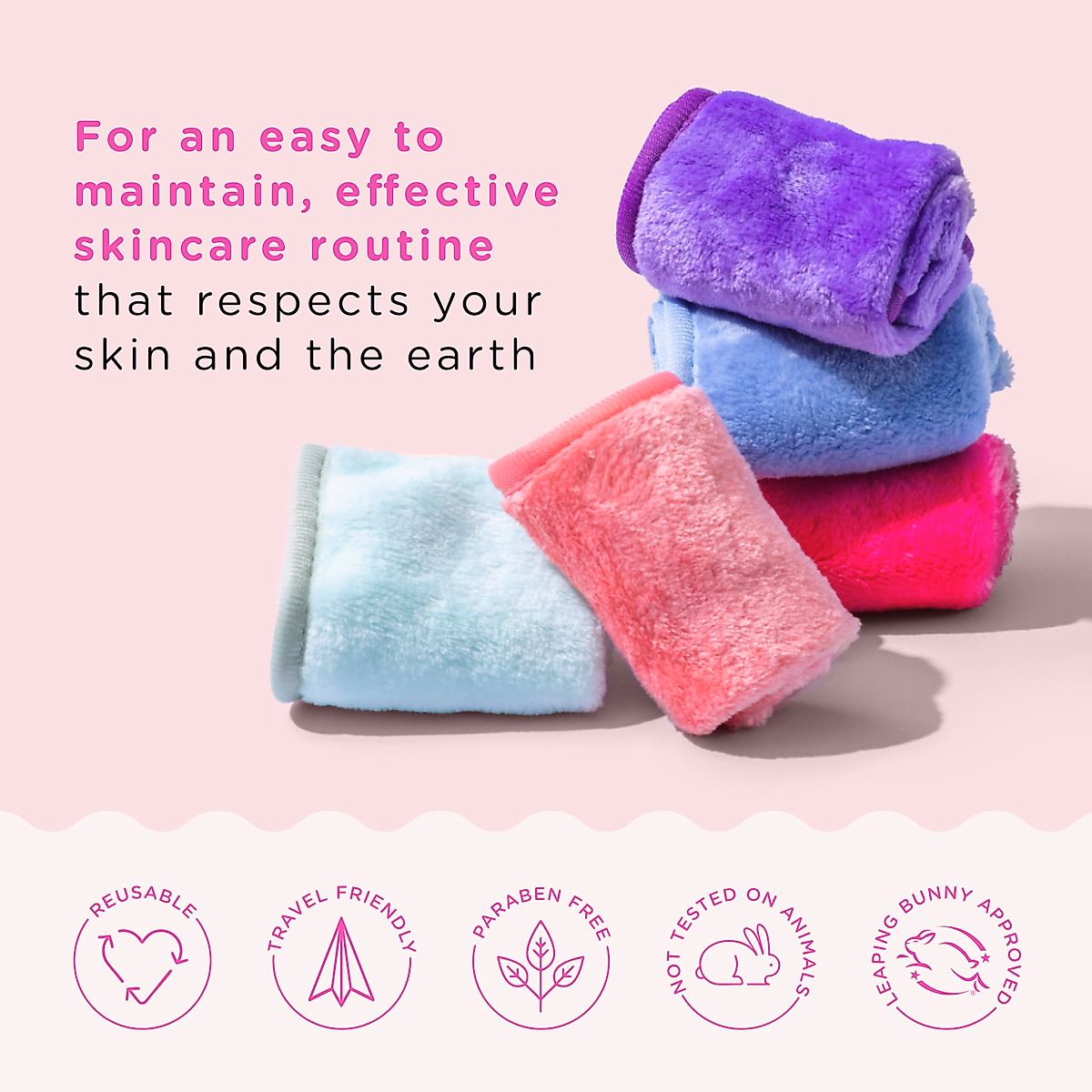 ERASE YOUR FACE Eco-Friendly Makeup Remover Cloths - Reusable Microfiber Face Towels to Cleanse & Remove Makeup - Water Activated, Dual-Sided Design for Easy Use - Eco-Friendly Packaging (4 Count)