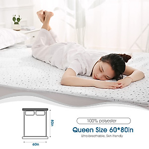 Heated Mattress Pad Queen Size 60"x80", Electric Underblanket Mattress Cover Bed Warmer Fit up to 15" Deep Pocket, Dual Control with 4 Heat Settings, Auto Off & Fast Heating & Machine Washable