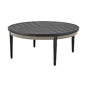 Armen Living Zella Modern Outdoor Patio Aluminum Metal Coffee Table, Charcoal