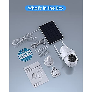 Rebluum Security Camera Wireless Outdoor, 2K Solar Security Camera,Battery Powered 360°PTZ Security Camera,Color Night Vision,PIR Motion Detection,2-Way Audio,Compatible with Alexa