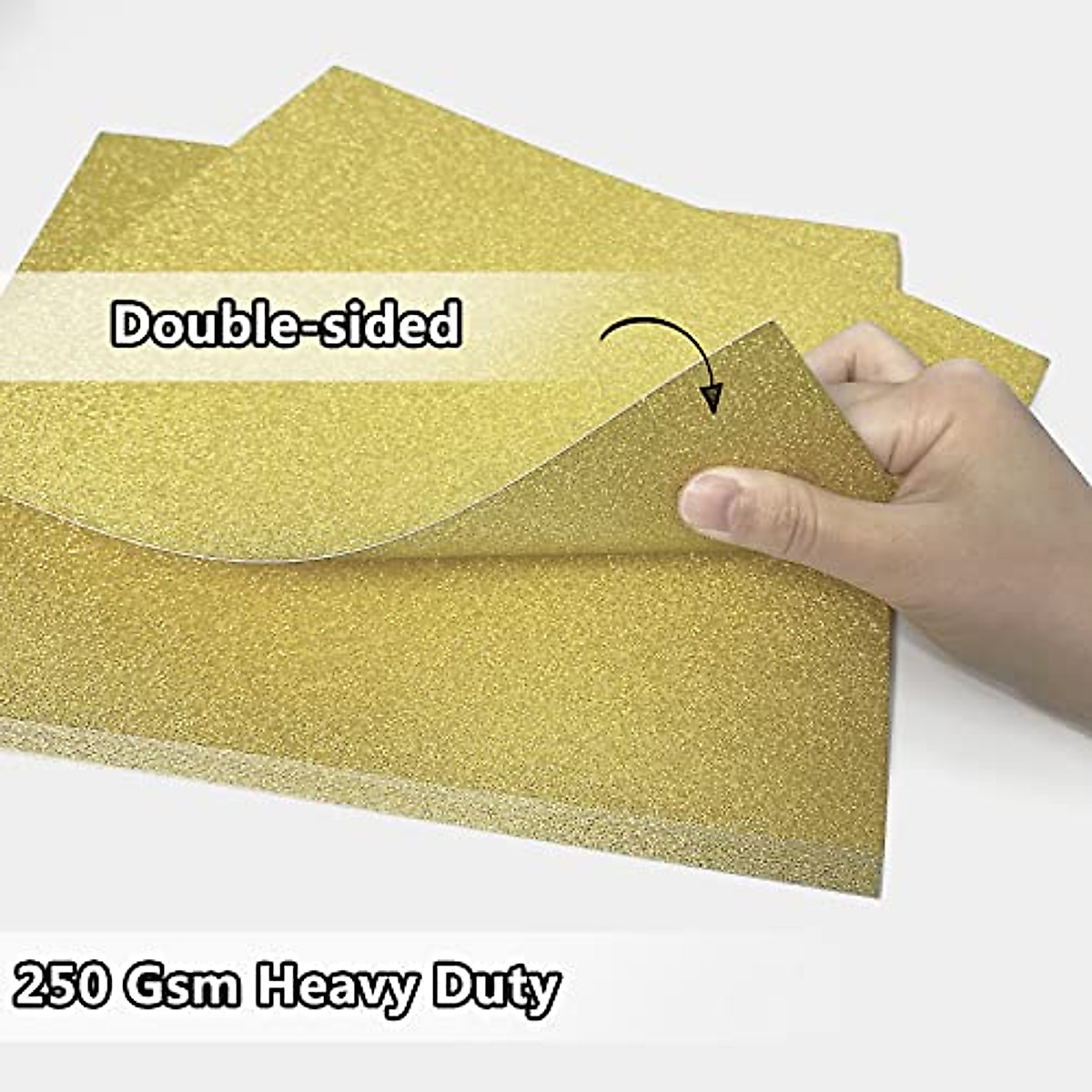 Gold Glitter Cardstock Paper, Double Sided Gold Glitter Paper for DIY Projects, 20 Sheets Gold Sparkle Card Stock for Crafts and Cricut, 250GSM