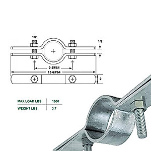 Highcraft DMST-H06 Riser Clamp Vertical Pipe Hanger for Copper, Iron, CPVC, PEX 6 in. Galvanized Steel