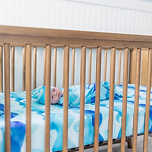 Ocean Wave Fitted Crib Sheet, Made from Viscose from Bamboo and Spandex Material, Fits Standard Crib and Toddler Mattresses, by Florida Kid Co.