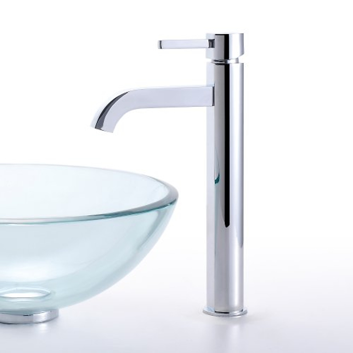Kraus FVS-1007-PU-10CH Ramus Single Lever Vessel Bathroom Faucet with Matching Pop Up Drain Chrome