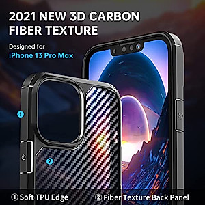 Facbiny Compatible with iPhone 13 Pro Max Case, Carbon Fiber Series [Military Grade Drop Tested], Anti Fingerprints & Scratch, Translucent Slim Fit Shockproof Phone Case 6.7", Black