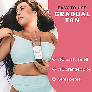 Beauty by Earth Self Tanner - USA Made with Natural & Organic Ingredients, Moisturizing Self Tanning Lotion with Aloe Vera & Coconut for a Natural Glow, Streak-Free Fake Tan, Medium to Dark