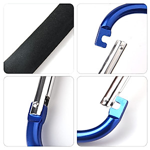 sansheng 4 Pack Large Carabiner 5.5" D Style Click and Carry Bag Carrier Stroller Hooks(Black and Blue)