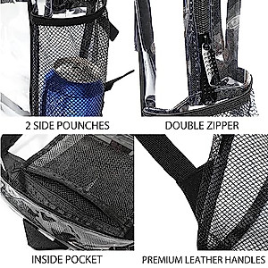 Roftidzo Sunflower Transparent Bookbag for Boys and Girls, High Capacity See Through Backpacks for Women Men, Multifunction Clear Backpack with Heavy Duty PVC Reinforced Strap for Workplace Travel