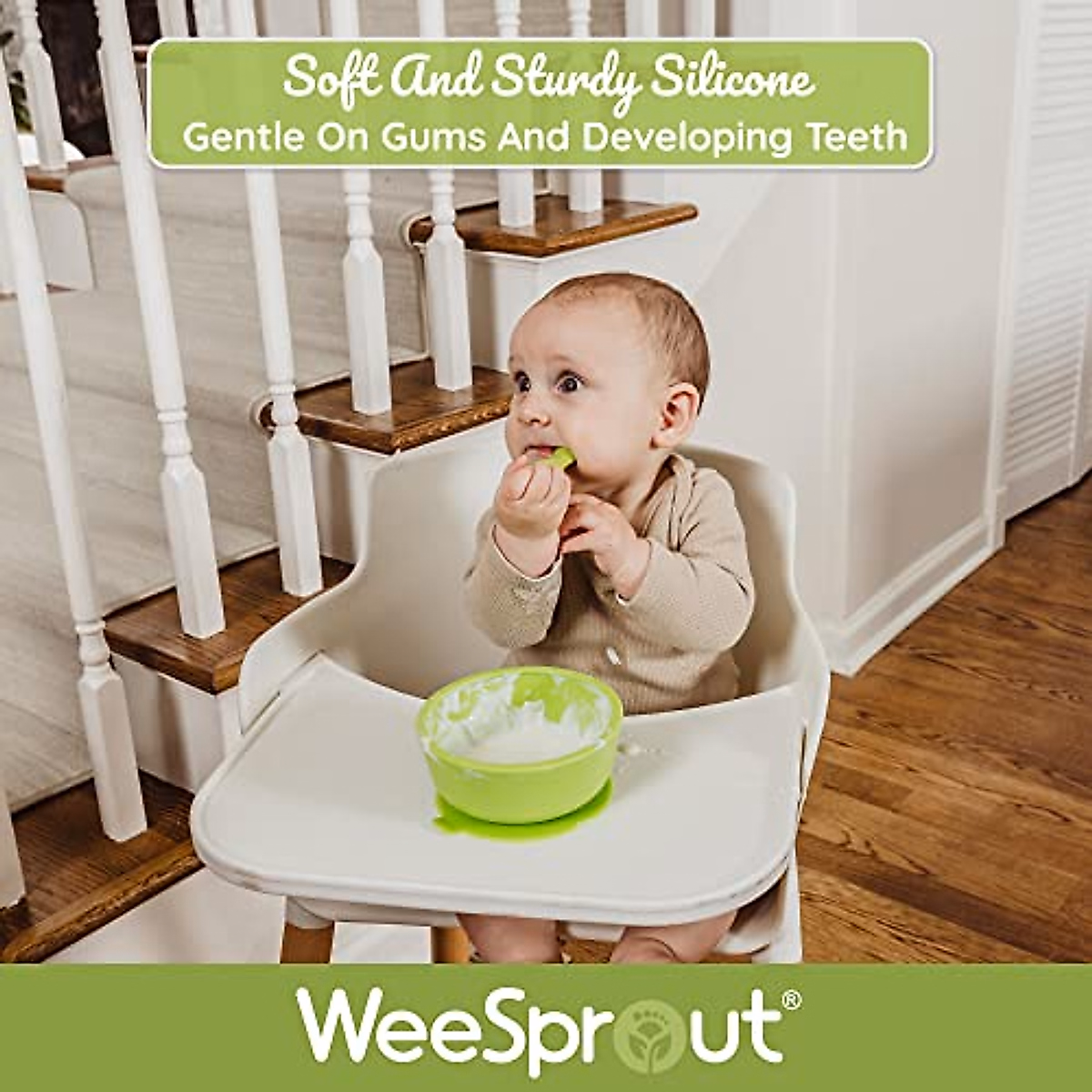 Silicone Baby Feeding Set w/ Suction Divided Plates with Lids, Suction Bowls, Drinking Cups, & Baby Spoons - 100% Food-Grade Baby Led Weaning Supplies - Dishwasher & Microwave Safe Baby Tableware