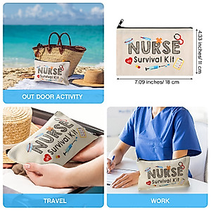 20 Pieces Nurse Cosmetic Bag Nurse Survival Kit Makeup Bags Canvas Multi Purpose Zipper Pouch Nurse Practitioner Gifts for Women Nurses School Nurse Practitioner Supplies