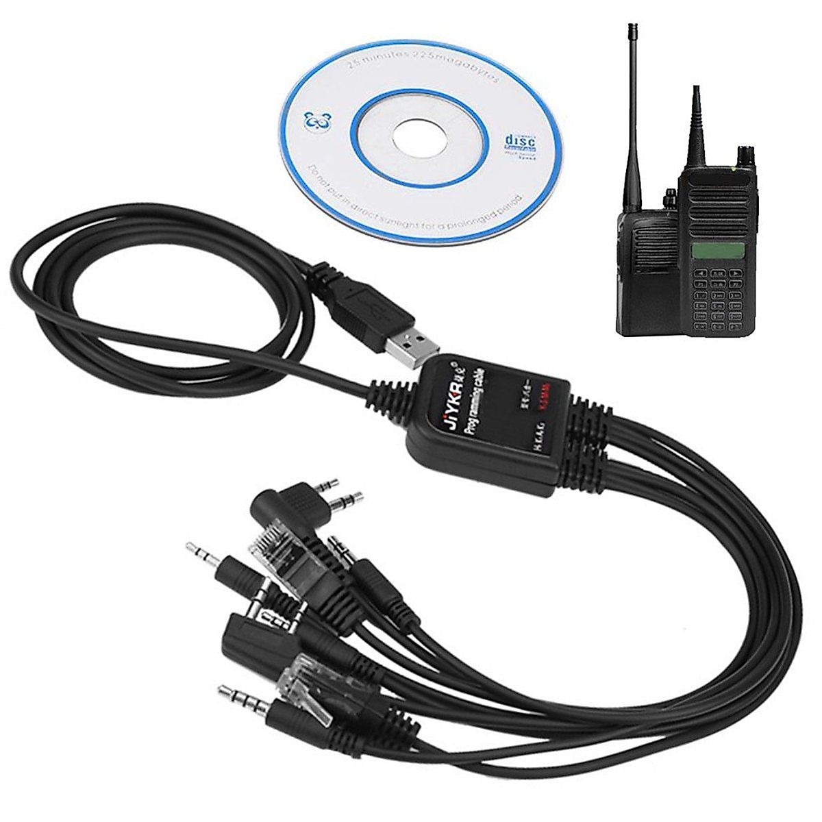Tosuny 8 in 1 USB Programming Cable, Genuine USB Programming Cable with 8pcs Different Connectors for Kenwood/ for QuanShengcn/ for Tyt/for Motorola Radio, Compatible with Multiple Radios
