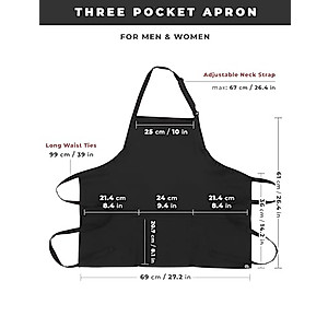 Chef Works Unisex Three Pocket Apron, Black, One Size (2 Pack)