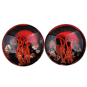 Glass Ocean Jellyfish Ear Plugs Gauges Tunnel Expanders Stretcher Unique Earrings Double Flared Piercings Body Jewelry Blue Red Set (00g(10mm))