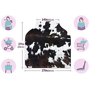 Western Cow Print Baby Car Seat Covers Canopy, Nursing Cover Breastfeeding, Scarf Soft Breathable Stretchy Coverage Carseat for Boys and Girls…