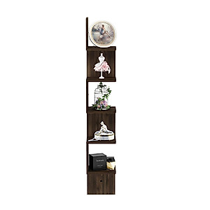 Furinno Rossi 5-Tier Wall Mount Floating Corner Square Shelf, Columbia Walnut