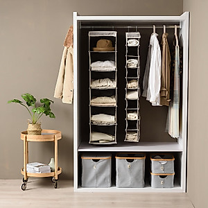 GUDEE ALFIO Shelf Hanging Closet Organizer, Collapsible Hanging Shelves with Dual Sturdy Hooks for Storage, 6 Open Shelving Windows