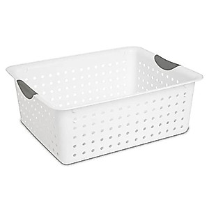Sterilite Set of Ultra Plastic Storage Bin Baskets with Handles Including 12 Large and 12 Deep Containers for Household Organization, 24 Pack