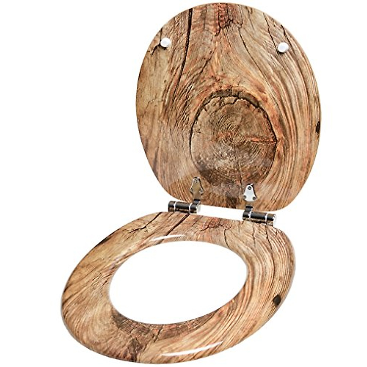 Sanilo ROUND, Silent Slow Close, Molded Wood, Adjustable Toilet Seat, Rustic