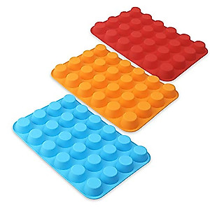 Cozihom Silicone Muffin Pan, Cupcake Pan, 24 Cups, Food Grade Egg Muffin Baking Silicone Molds, Non-stick, 3 Pcs