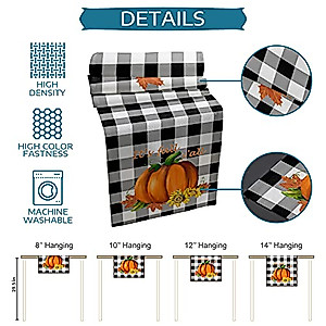 Linen Burlap Table Runner and Placemats-It's Fall Y'all Pumpkin Sunflower Maple Leaf on Black White Buffalo Plaid,Heat-Resistant Washable Placemats Set of 6 with Runner for Dining Table Farmhouse