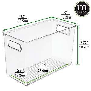 mDesign Plastic Storage Organizer Bin with Handles for Baby or Kids - Containers for Nursery, Playroom or Daycare - Holder for Snacks, Toys, Food, Diapers, or Wipes - Ligne Collection, 4 Pack, Clear