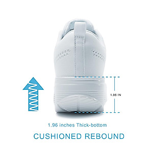 RUIDENG Rocker Bottom Shoes for Women Comfy | White Platform Sneakers Everyday Wear | 2 Inch Thick Sole with Air Cushion Size 6.5