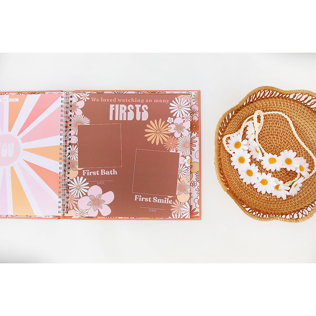 Lucy Darling Baby Memory Book, Themed Baby First Year Book, First 5 Years Journal & Photo Album for Baby Boy/Girl, Keepsake Books, Gender Neutral Memories & Milestone Book, Mom Gift - Flower Child