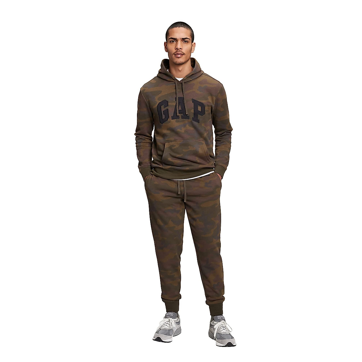 GAP mens Logo Fleece Hoodie Hooded Sweatshirt, Green Camo, XX-Large US